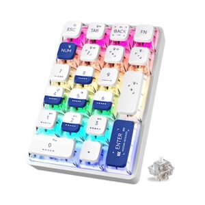 SOLAKAKA K21 RGB Backlit Tri-Mode Wireless Mechanical Number Pad Supports 3 Bluetooth/2.4GHz/Type C Wired,Hot Swappable 21 Keys Mechanical Numpad with Pudding Style PBT Keycaps