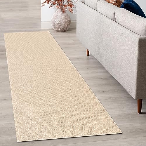 EARTHALL Upgraded Boho Runner Rug 2'x6',Beige Hallway Runner, Beige, 100% Woven Cotton Washable Beige Indoor Outdoor Rug Runner 2x6 for Kitchen/Laundry Room/Doorway/Bedroom/Bathroom