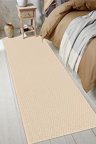 EARTHALL Upgraded Boho Runner Rug 2'x6',Beige Hallway Runner, Beige, 100% Woven Cotton Washable Beige Indoor Outdoor Rug Runner 2x6 for Kitchen/Laundry Room/Doorway/Bedroom/Bathroom