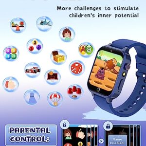 Dolwenqi Kids Smart Watch Boys Toys Age 5-12, 26 Puzzle Games Habit Clock Camera Music Player Flashlight Pedometer 12/24 hr Watches for Kids Birthday Gifts for 6 7 8 9 10 Year Old Boys Girls