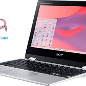 Acer Chromebook Spin 311 Convertible 2-in-1 Laptop, 11.6'' HD IPS Touch Screen, MediaTek MT8183C 8-Core Processor, 4GB RAM, 64GB eMMC, Webcam, 10-Hour Bettary, Chrome OS, Pure Silver/Saz USB Cable