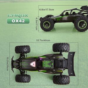 Carox Big Remote Control Car, 1:10 Scale Remote Control Buggy, Outdoor Off-Road Large RC Truck with LED Light-transmitting Shell with 2 Rechargeable Batteries, Remote Control car for Boys 5-12, OX42