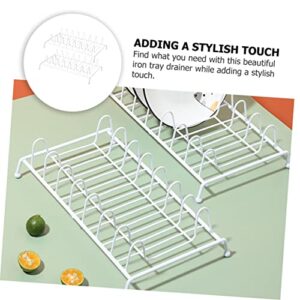 Cabilock 2pcs Dish Rack Pan Holder Desktop Stand Sink Dish Rack Dish Strainer Dishes Organizer Rack Plate Storage Rack Dish Holder Dish Stand Iron Draining Plate Stand Tableware Countertop