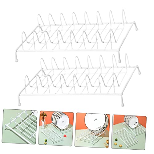 Cabilock 2pcs Dish Rack Pan Holder Desktop Stand Sink Dish Rack Dish Strainer Dishes Organizer Rack Plate Storage Rack Dish Holder Dish Stand Iron Draining Plate Stand Tableware Countertop