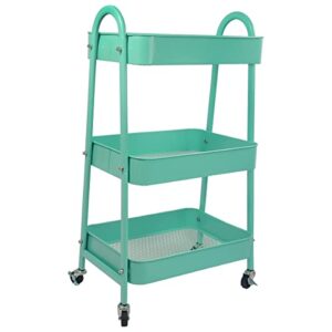 3 tier rolling craft cart slim rolling storage cart with wheels bathroom organizer storage metal rolling utility cart mobile shelving unit for kitchen bathroom laundry places (blue)