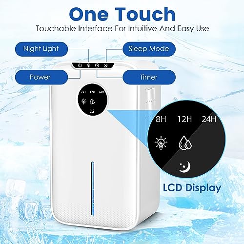 Lonxfy 95OZ Dehumidifiers for Home, 720 Sq.ft Portable Dehumidifier With Drain Hose Auto Defrost, Dehumidifiers for Room, Sleep Mode Quiet Small Dehumidifiers for Bedroom Bathroom Basements Closet RV