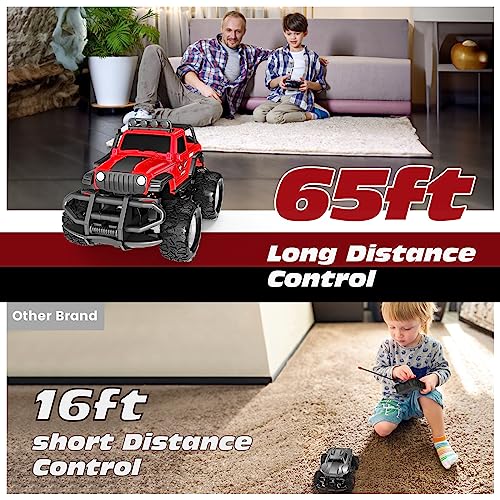 Tecnock Remote Control Cars for Toddlers, 2.4Ghz Off-Road Mini RC Car Trucks for Kids, Durable Car Toy for 3 4 5 6 7 8 Years Old Boys,Gift for Boys Girls,Red