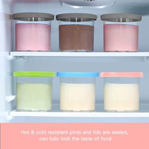 Creami Pint Containers Replacement for Ninja Creami Pints and Lids - 4 Pack, 16oz Ice Cream Pint Containers Compatible with NC300, NC301 & NC299AMZ Series Ice Cream Maker, BPA-Free & Leak Proof Lids