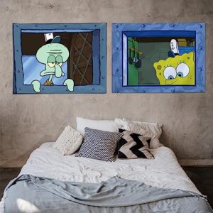 YRH [2 Pieces Tapestry] - Funny Cartoon Tapestry,Anime Tapestry Wall Hanging Backdrop Home Decor for Dorm,Bedroom,Living,Room (Size:40×28 Inches)