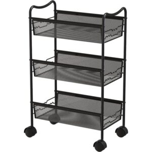 decobros 3-tier metal utility rolling cart, black