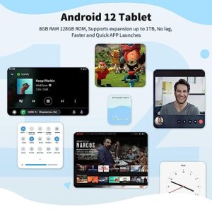 Android Tablet, 10 Inch Android 12 Tablet, 8GB RAM 128GB ROM, 1TB Expand, Android Tablet with 5G WiFi, 4G/LTE, 8000 mAh Battery, Bluetooth 5.0, FHD IPS Touch Screen, Dual Camera, GPS, GMS Certified