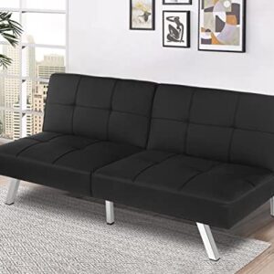 FDW Couch Convertible Sofa Beds for Living, Apartment, Dorm Room, Ideal for Small Spaces, Black