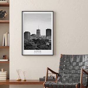 Dear Mapper Akron United States View Abstract Road Modern Map Art Minimalist Painting Black and White Canvas Line Art Print Poster Art Line Paintings Home Decor (Set of 3 Unframed) (12x16inch)