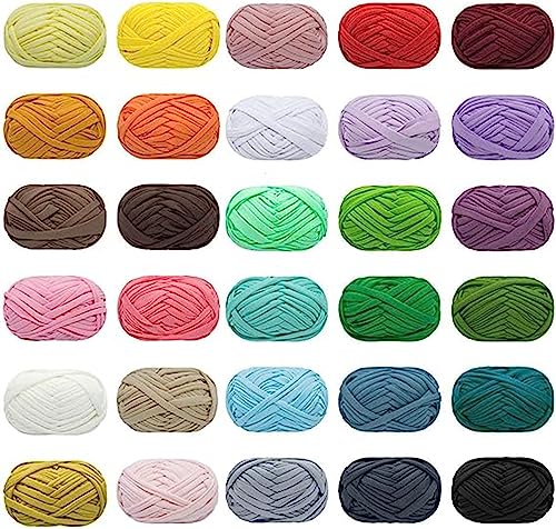 T-Shirt Yarn for Crocheting Beginners DIY Hand Craft Bag Blanket Cushion Projects Knitting Yarn Fabric Crochet Cloth Solid Color 100g T-Shirt Yarn