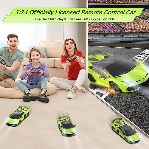 Lamborghini Remote Control Car 2.4Ghz, AEROQUEST Officially Licensed 1:24 Lambo SVJ Electric Sport Racing Hobby Toy Car for 3 4 5 6+ Years Old Boys Grils Birthday Gift, Green