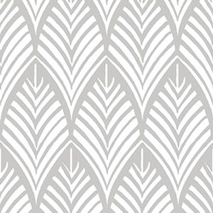 Yun-aeon Modern Silver Leaf Peel and Stick Wallpaper Contact Paper 17.7“ X 120“ Geometric Silver Boho Print Wallpaper Peel and Stick Self Adhesive Wallpaper Removable Wallpaper