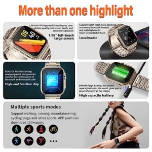 FILIEKEU 𝑭𝒊𝒕𝒏𝒆𝒔𝒔 𝑺𝒎𝒂𝒓𝒕 𝑾𝒂𝒕𝒄𝒉 Men Bluetooth Blood Oxygen Monitor 110 Sports Smart Watch 2.0" Screen 600mah Battery Waterproof Smartwatch Men Titanium Gold for Android iOS