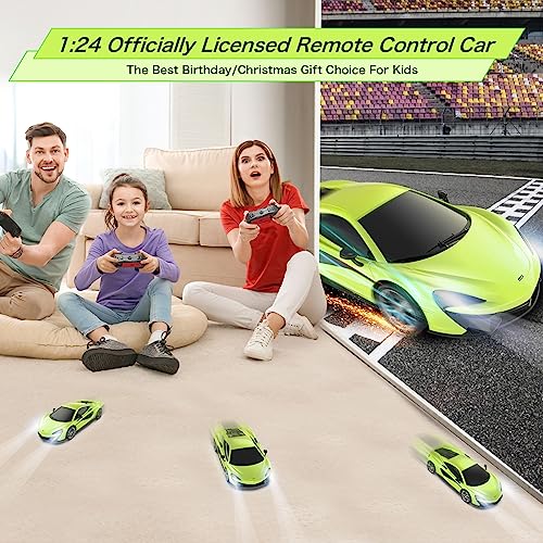 McLaren 570S Remote Control Car, AEROQUEST 2.4Ghz RC Car Official Licensed 1/24 Scale Model Racing Hobby Toy Car with Headlight for Boys, Girls, Kids, Teens and Adults Gifts, Green