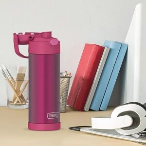 THERMOS FUNTAINER 16 Ounce Stainless Steel Vacuum Insulated Bottle with Wide Spout Lid, Rosewoood