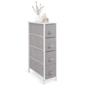 bino 4-drawer narrow fabric dresser storage tower, light grey | closet organizer unit | bedroom storage organizer | drawer & dresser furniture | organizing drawer for nursery hallway entryway room