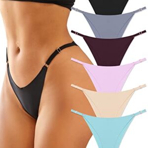 ALL OF ME Adjustable Seamless Underwear for Women Sexy Cheeky Panties High Cut Bikini Underwear No Show Stretchy 6 Pack XS-L