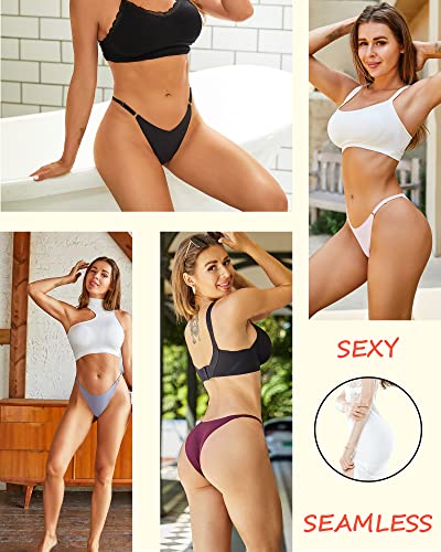 ALL OF ME Adjustable Seamless Underwear for Women Sexy Cheeky Panties High Cut Bikini Underwear No Show Stretchy 6 Pack XS-L