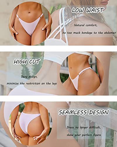 ALL OF ME Adjustable Seamless Underwear for Women Sexy Cheeky Panties High Cut Bikini Underwear No Show Stretchy 6 Pack XS-L