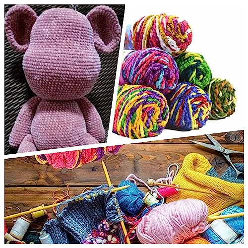 Multicolor 200g/Roll Velvet Yarn Polyester Blended Cotton Chenille Crochet Knitting Yarn Soft Baby Yarn Thread Thick Scarf DIY Hand-Knitted