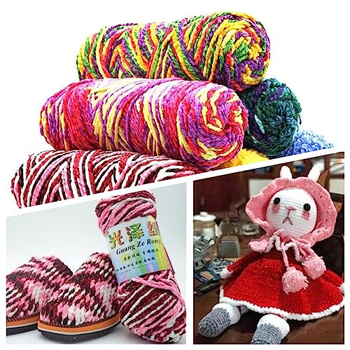 Multicolor 200g/Roll Velvet Yarn Polyester Blended Cotton Chenille Crochet Knitting Yarn Soft Baby Yarn Thread Thick Scarf DIY Hand-Knitted