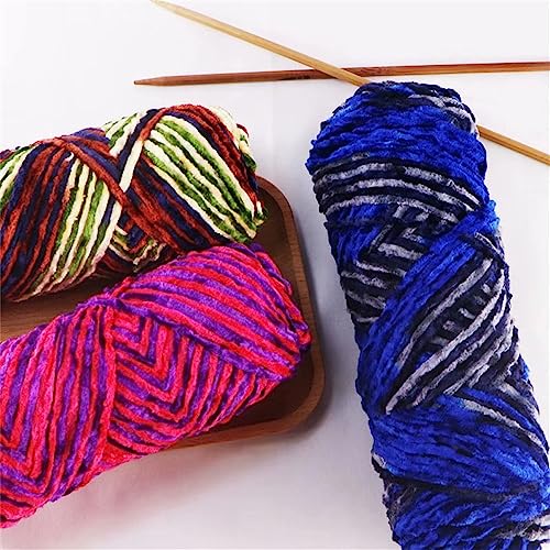 Multicolor 200g/Roll Velvet Yarn Polyester Blended Cotton Chenille Crochet Knitting Yarn Soft Baby Yarn Thread Thick Scarf DIY Hand-Knitted