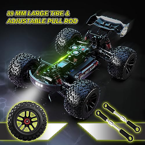 RIAARIO 1:14 RTR Brushless Fast RC Cars for Adults, Max 45MPH RC Monster Trucks, Hobby Electric Off-Road Jumping RC Trucks with Limited Slip Clutch, Independent ESC, 4WD Remote Control Car for Boys