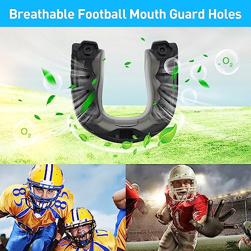 4 Pack Football Mouth Guard with Strap, Soft Youth Mouth Guard Professional Sports Mouthguard for Boxing, MMA, Lacrosse, Hockey, Rugby and Basketball for Adult & Youth