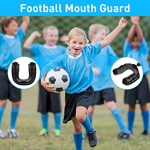 4 Pack Football Mouth Guard with Strap, Soft Youth Mouth Guard Professional Sports Mouthguard for Boxing, MMA, Lacrosse, Hockey, Rugby and Basketball for Adult & Youth