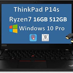 Lenovo ThinkPad P14s 14" FHD Touchscreen (AMD 8-core Ryzen 7 Pro 4750U (Beat i7-10750H), 16GB RAM, 512GB SSD) Mobile Workstation Business Laptop, Backlit, Fingerprint, WiFi 6, Win 10 Pro / 11 Pro