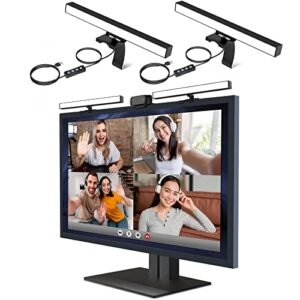 altson 2-pack video conference lighting, webcam streaming lights, led monitor laptop light for zoom meetings, adjustable brightness & color temperature, monitor light bar, live streaming