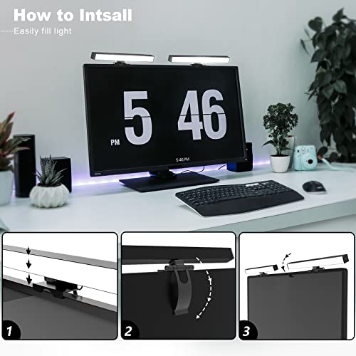 ALTSON 2-Pack Video Conference Lighting, Webcam Streaming Lights, LED Monitor Laptop Light for Zoom Meetings, Adjustable Brightness & Color Temperature, Monitor Light bar, Live Streaming