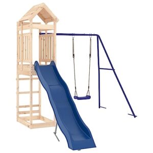 vidaxl swing set, outdoor backyard wooden playset playground equipment with slide, playground set for kids age 3-8 years, solid wood pine