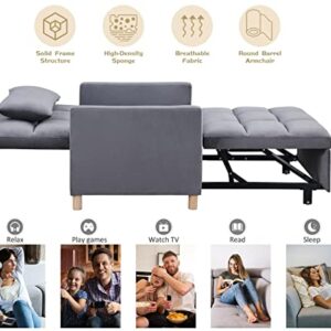 LKTART Sofa Bed Convertible Sofa Chair with Pillow Pull-Out Sofa Bed Velvet Folding Footstool Guest Bed Suitable for Bedroom, Living Room, Apartment