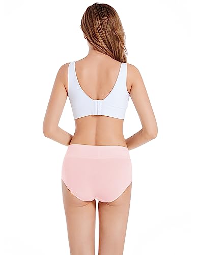 COSOMALL Women's Cotton High Waisted Underwear Ladies Soft Full Briefs Panties Multipack (Multi-B M)