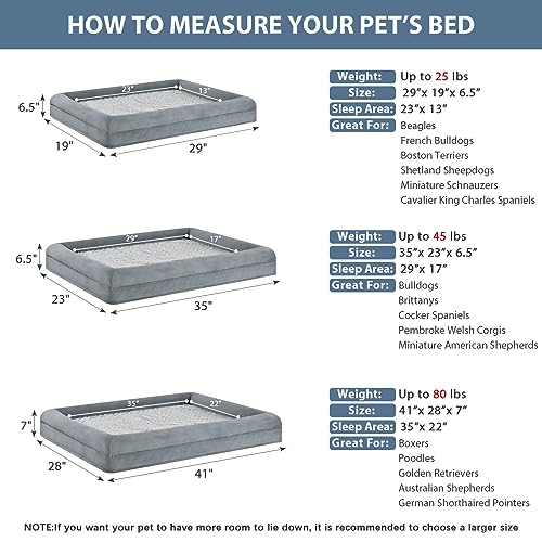 WNPETHOME Orthopedic Dog Beds for Large Dogs, Medium Waterproof Dog Couch with Removable Washable Cover & Anti-Slip Bottom, XL Dog Crate Bed with Sides