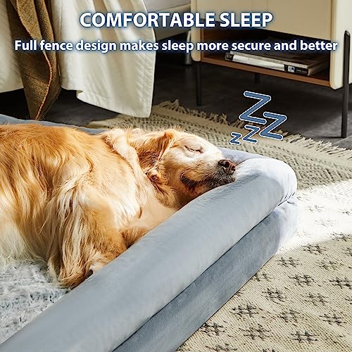 WNPETHOME Orthopedic Dog Beds for Large Dogs, Medium Waterproof Dog Couch with Removable Washable Cover & Anti-Slip Bottom, XL Dog Crate Bed with Sides