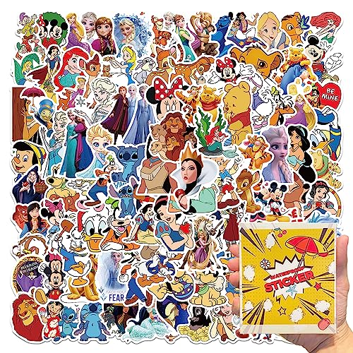 Mixed Cartoon Stickers,Cute Princess Stickers 100 Pcs Vinyl Cute Cartoon Character Stickers Trendy Sticker for Laptop Computer Phone Water Bottle Guitar, Waterproof Animation Decal Gifts for Kids Teen Adults