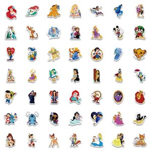 Mixed Cartoon Stickers,Cute Princess Stickers 100 Pcs Vinyl Cute Cartoon Character Stickers Trendy Sticker for Laptop Computer Phone Water Bottle Guitar, Waterproof Animation Decal Gifts for Kids Teen Adults