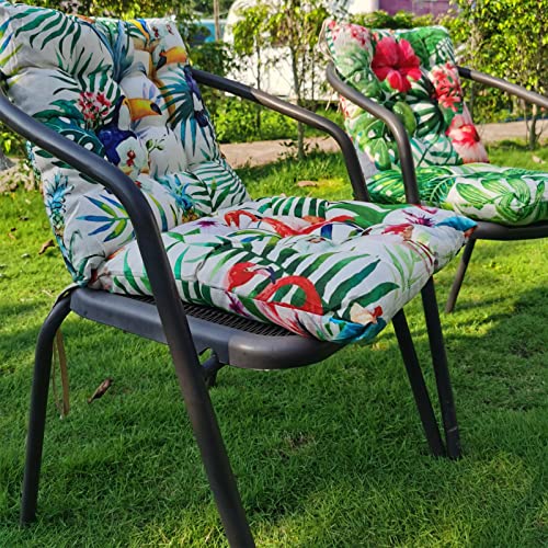 ADK SKY Seat Cushion Tropical Plants Flamingo Chair Pads for Dining Chairs, Office Chair, Car, Floor, Outdoor, Patio，Machine Wash & Dryer Friendly 4 Pack 16"×16"