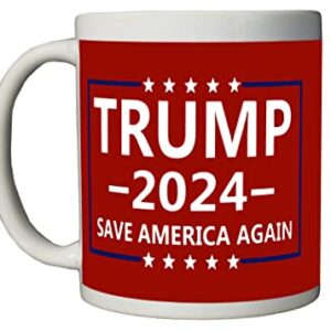 Rogue River Tactical Donald Trump 2024 Coffee Mug Save America Again Trump 2024 Novelty Cup President of The United States MAGA (Red)