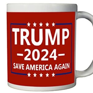 Rogue River Tactical Donald Trump 2024 Coffee Mug Save America Again Trump 2024 Novelty Cup President of The United States MAGA (Red)