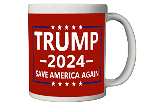 Rogue River Tactical Donald Trump 2024 Coffee Mug Save America Again Trump 2024 Novelty Cup President of The United States MAGA (Red)