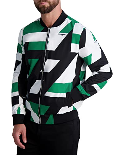 Karl Lagerfeld Paris Men's Color Block Jacket, Green, X-Large