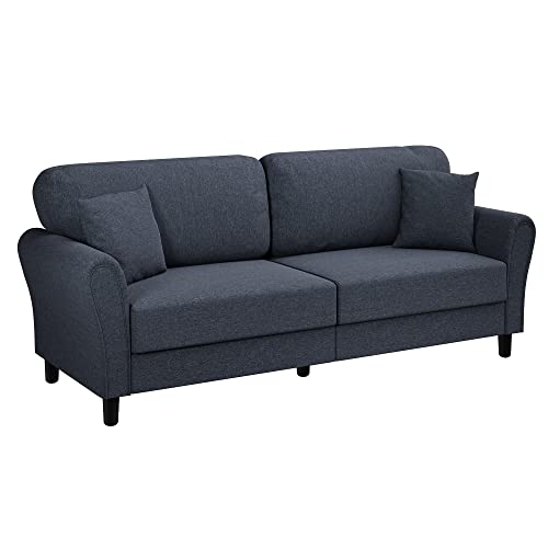 Shintenchi 87 inch Modern Sofa Couch for Livingroom, Mid-Century Loveseat Furniture with Hardwood Frame, Upholstered Couch, Rounded Arms, Deep Seat Sofa Bed for Bedroom, Dark Grey