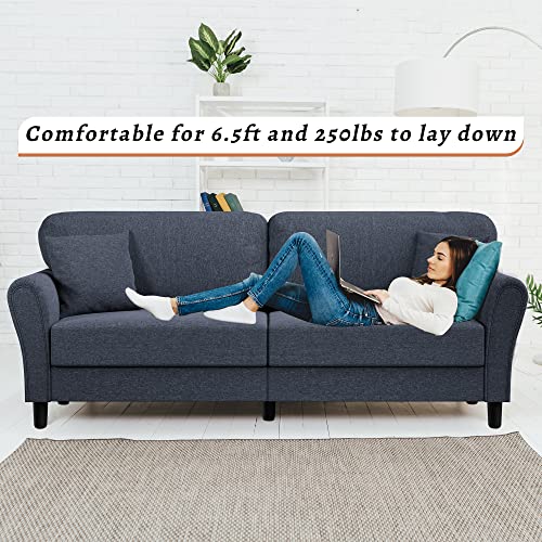 Shintenchi 87 inch Modern Sofa Couch for Livingroom, Mid-Century Loveseat Furniture with Hardwood Frame, Upholstered Couch, Rounded Arms, Deep Seat Sofa Bed for Bedroom, Dark Grey